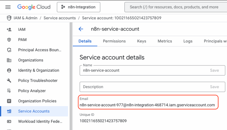 在 n8n 自動化使用 Google 服務詳解 | 從申請 Google Service Account 到 n8n Credential 設定 ‣ 六叔觀察站 | Uncle6 Observer